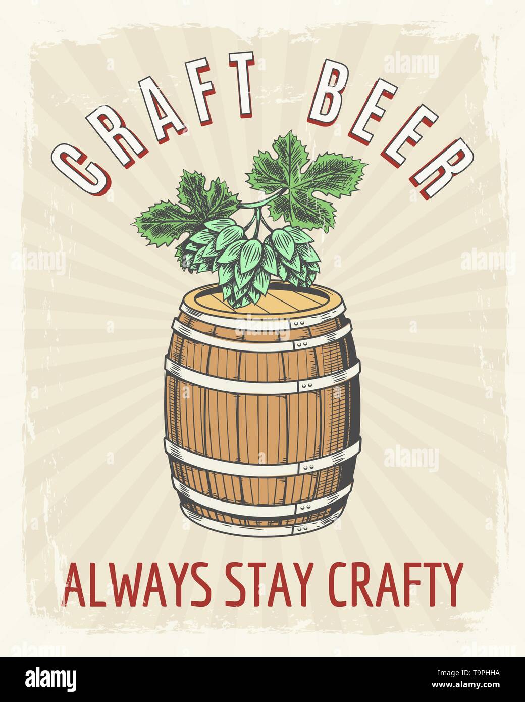 Craft beer vintage poster. Artisanal crafted brewing good ale vector ...