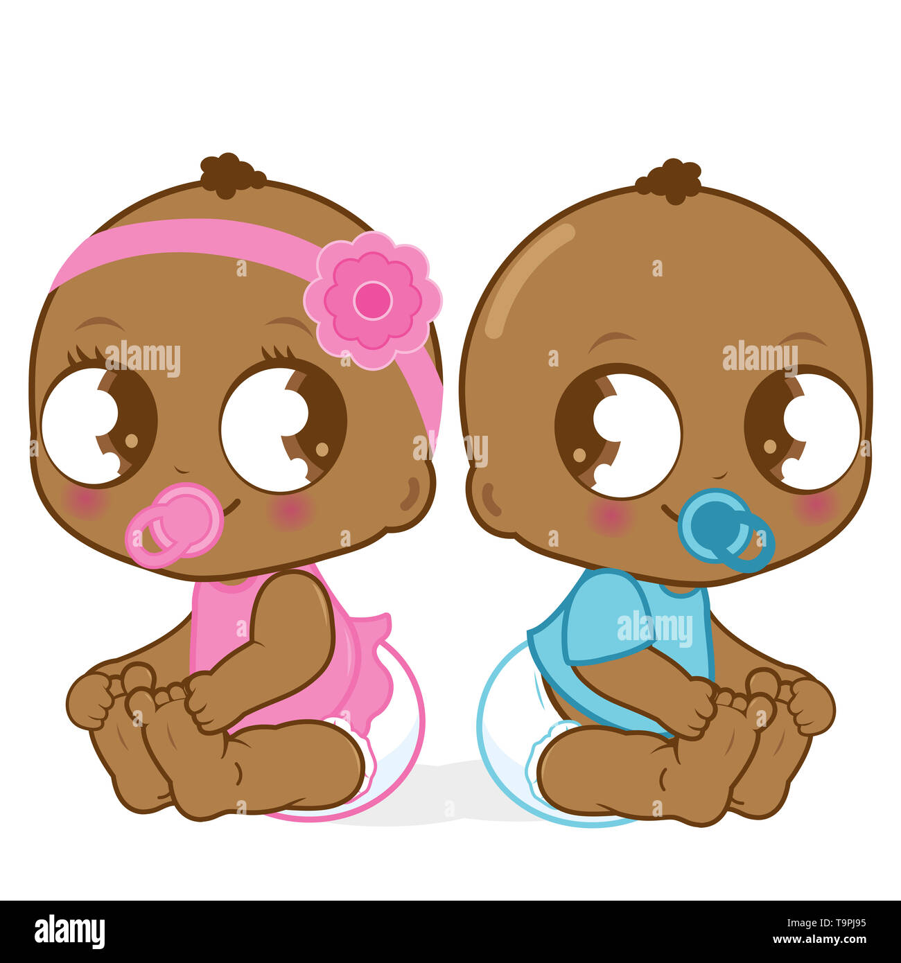 African American baby girl and boy. Cute baby girl and baby boy with ...