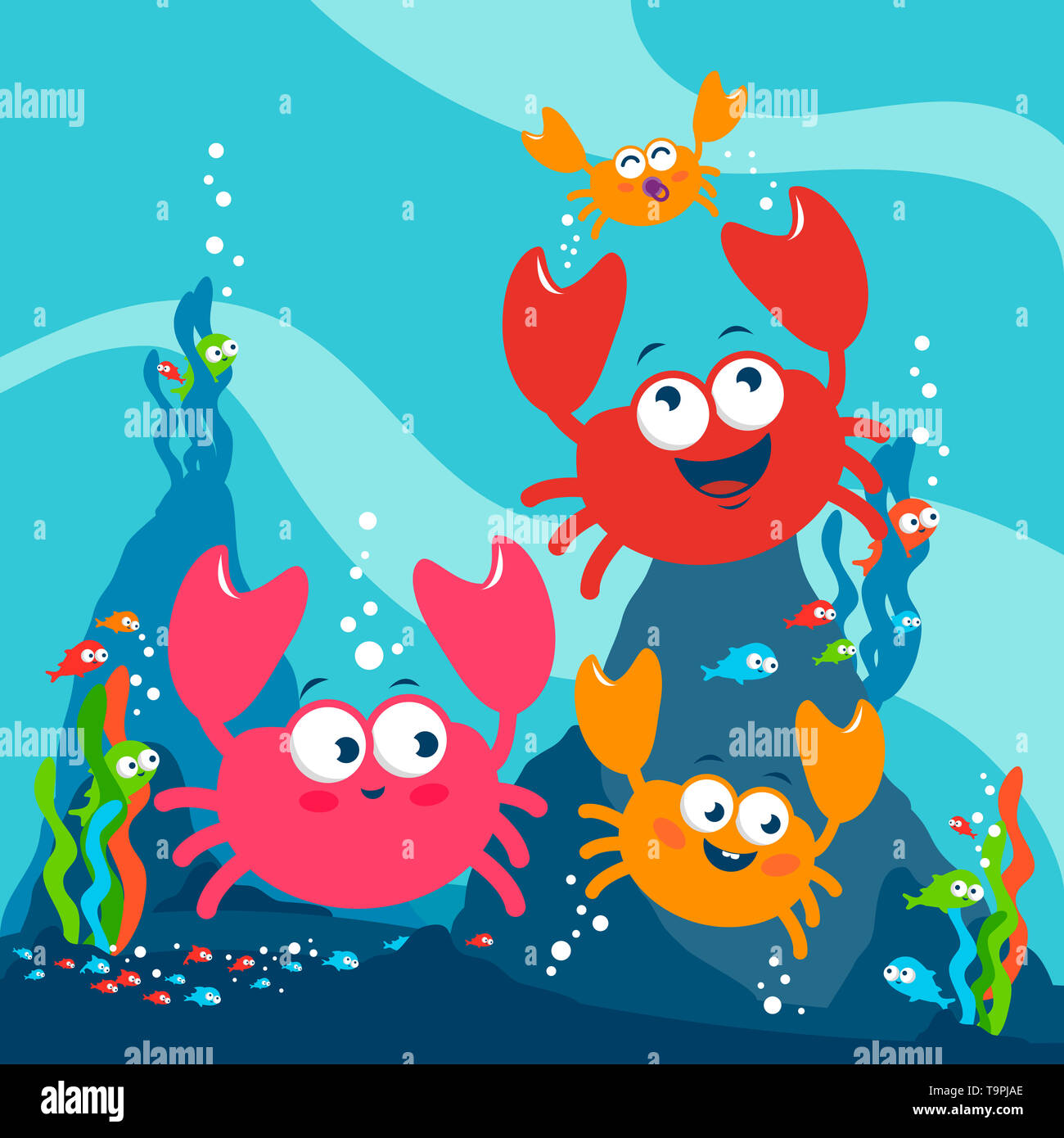 Crabs underwater illustration hi-res stock photography and images - Alamy