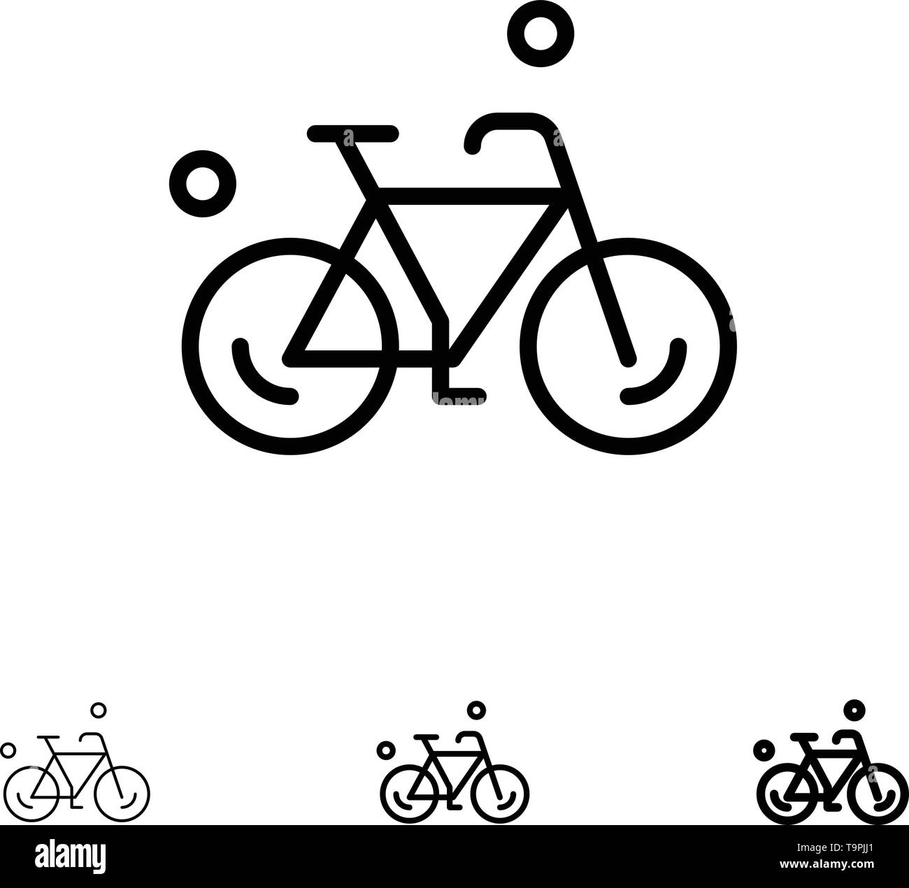 Bicycle, Bike, Cycle, Spring Bold and thin black line icon set Stock ...