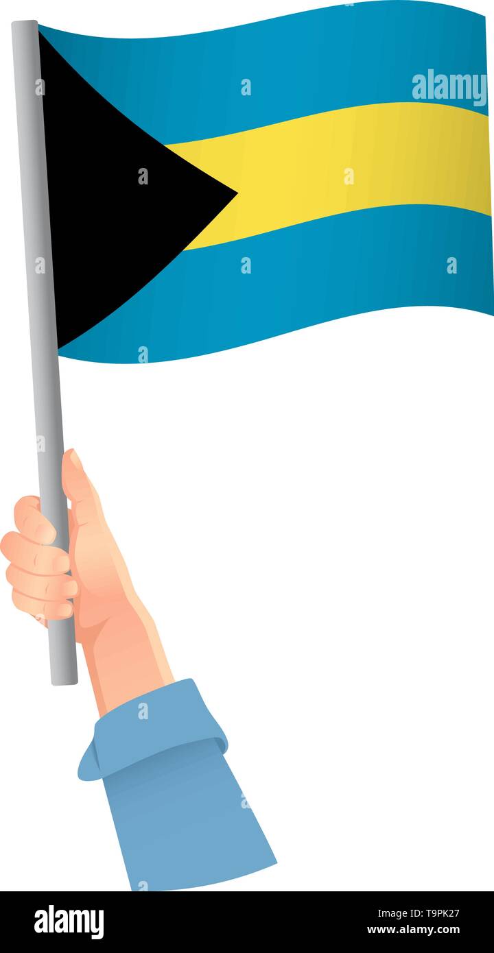 Bahamas flag in hand. Patriotic background. National flag of Bahamas ...