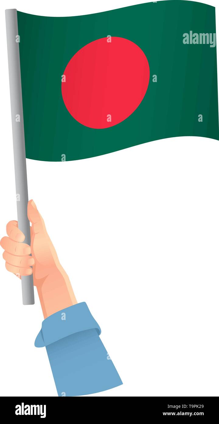 Bangladesh flag in hand. Patriotic background. National flag of ...