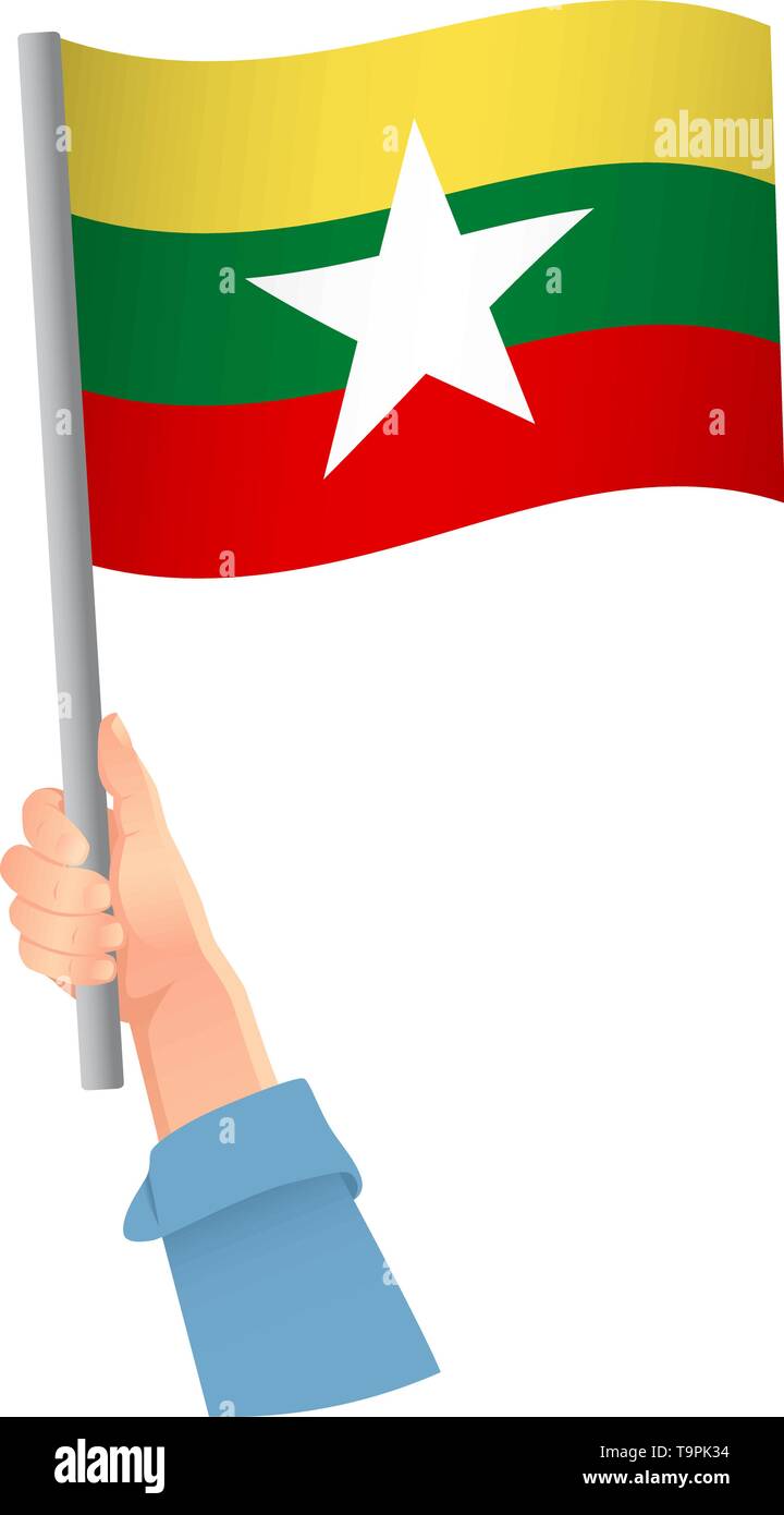 Burma flag in hand. Patriotic background. National flag of Burma vector ...