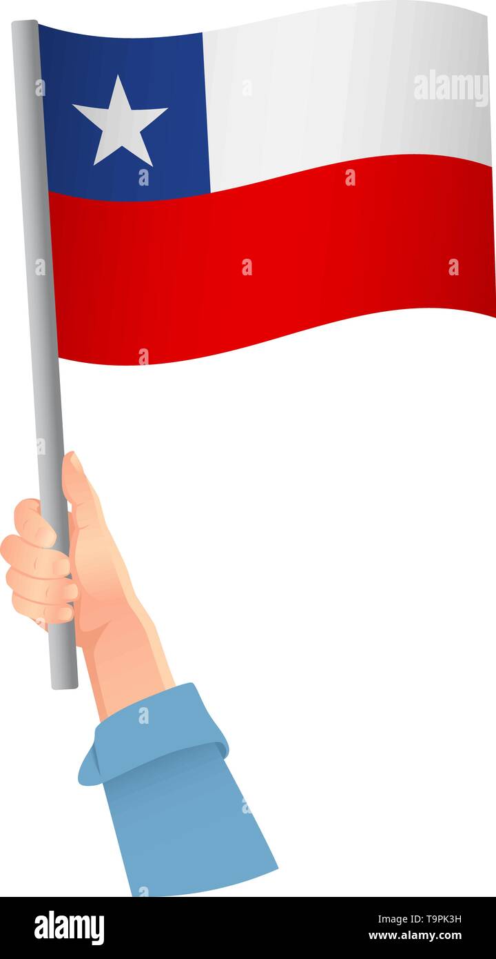 Chile flag in hand. Patriotic background. National flag of Chile vector ...