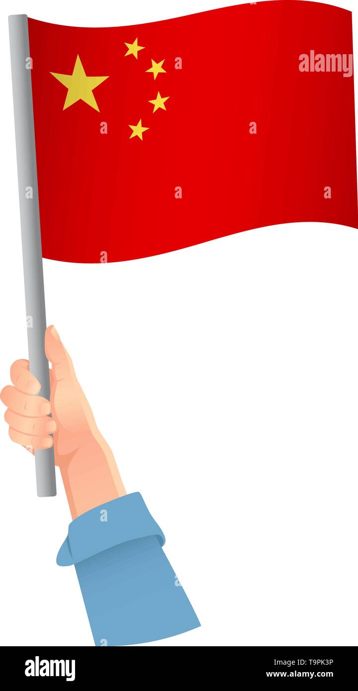 China flag in hand. Patriotic background. National flag of China vector ...