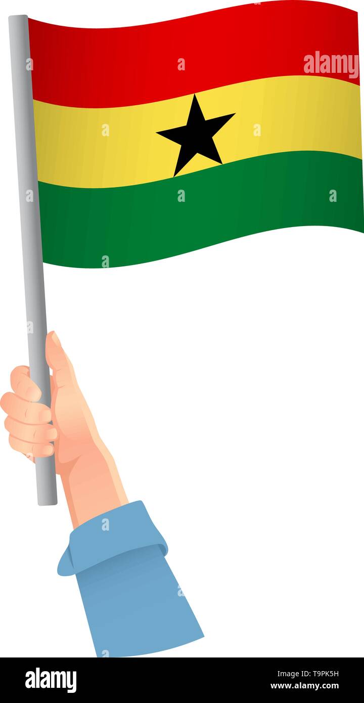 Ghana flag in hand. Patriotic background. National flag of Ghana vector ...