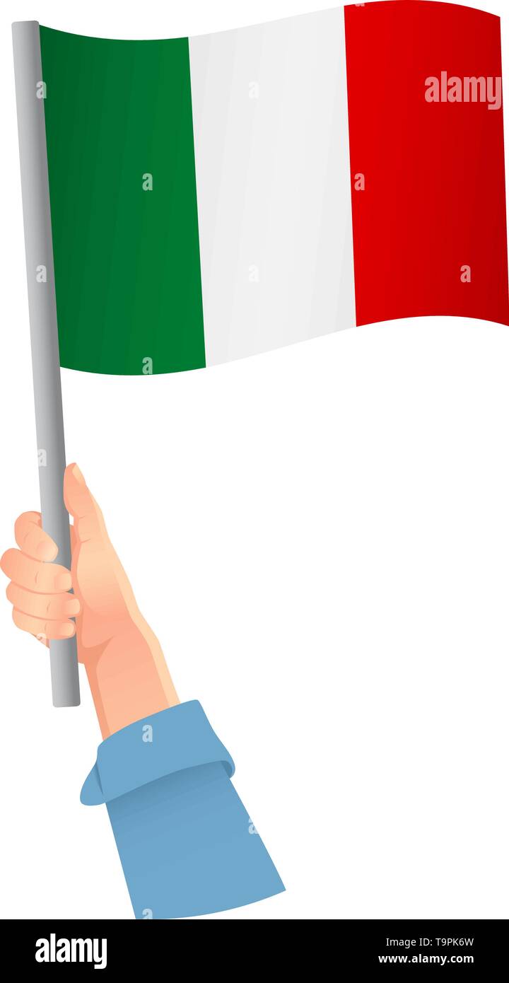 Italy flag in hand. Patriotic background. National flag of Italy vector ...
