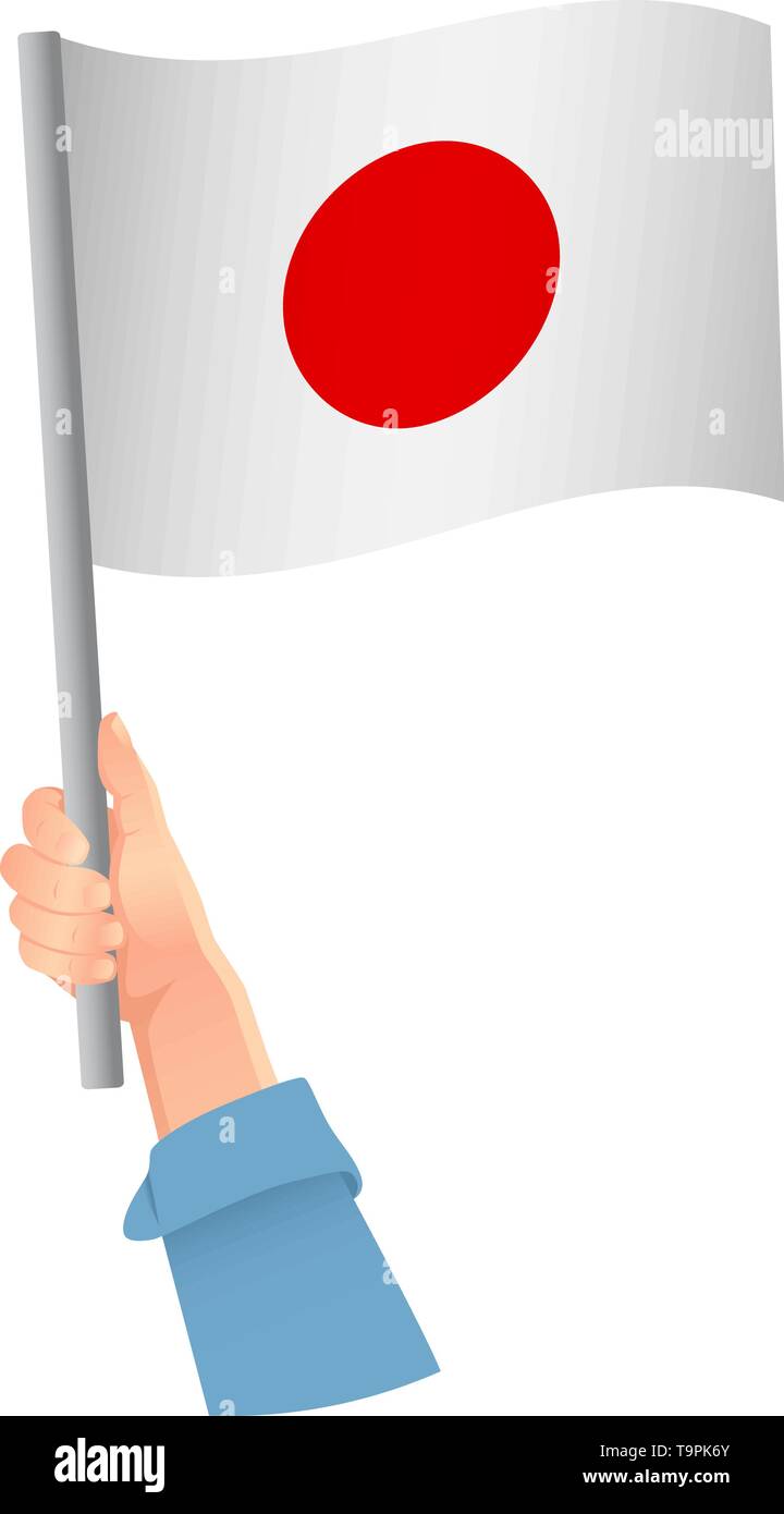 Japan flag in hand. Patriotic background. National flag of Japan vector ...