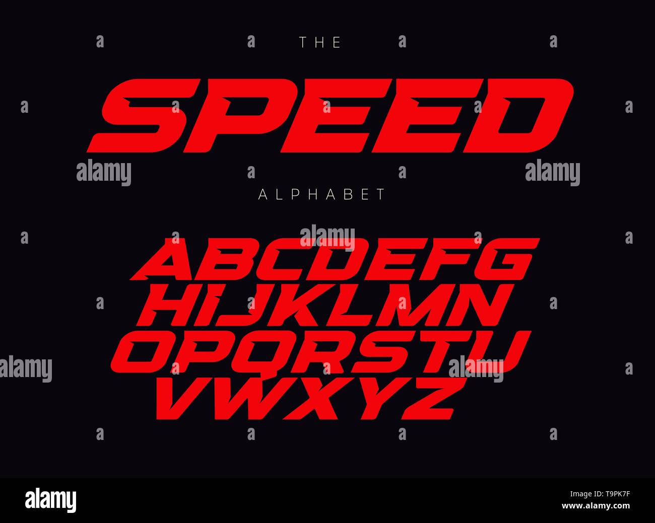 Speed letters set. Red race font. Italic bold racing style vector latin ...