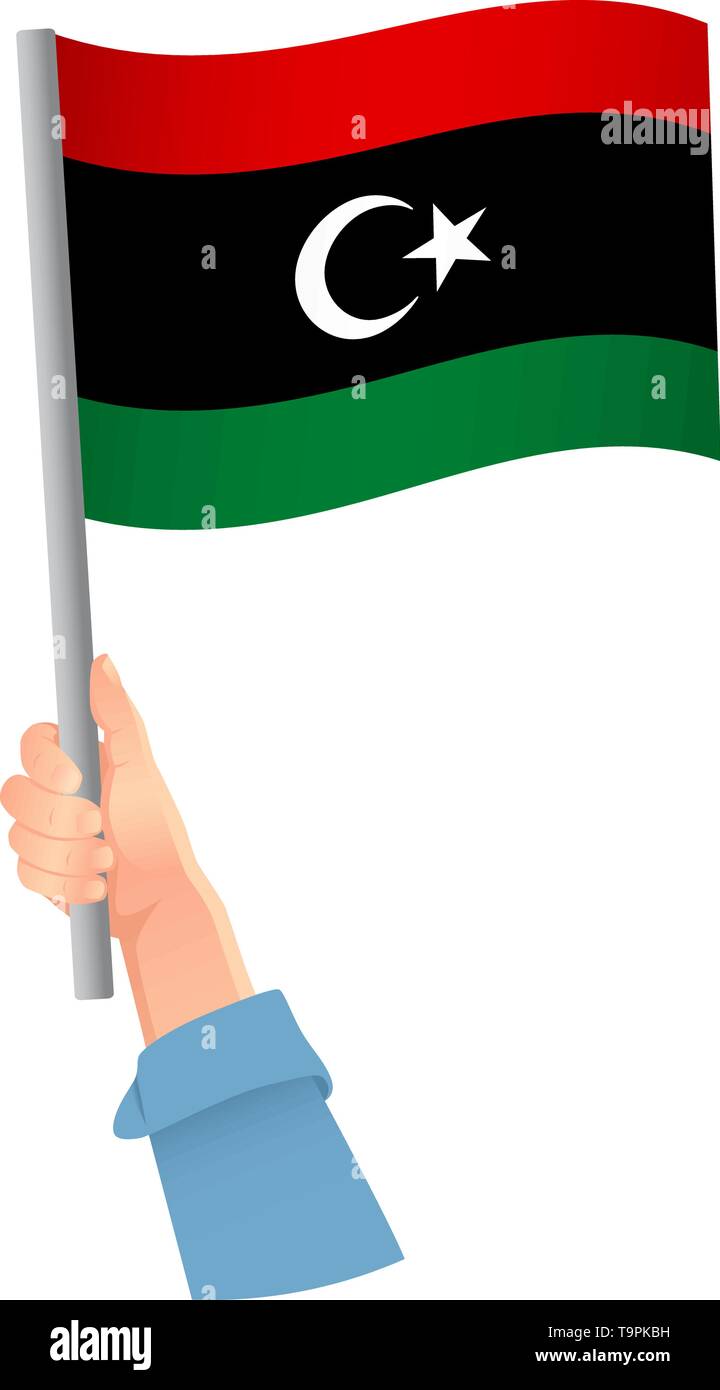 libya flag in hand. Patriotic background. National flag of libya vector ...