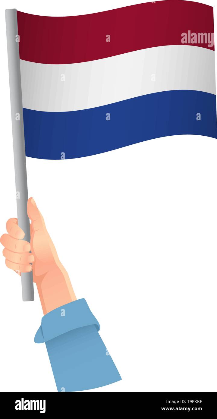 Netherlands flag in hand. Patriotic background. National flag of ...