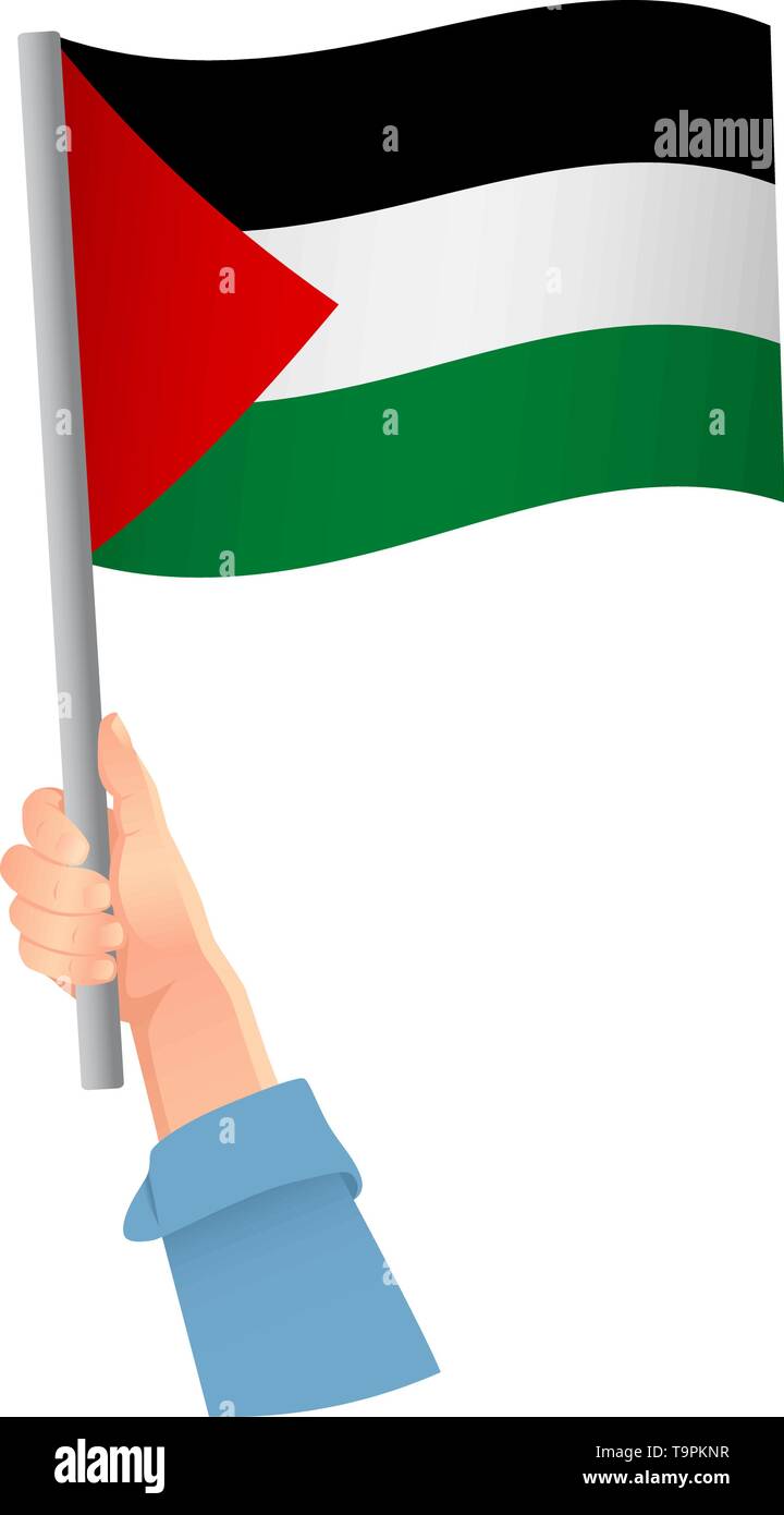 Palestine flag in hand. Patriotic background. National flag of ...