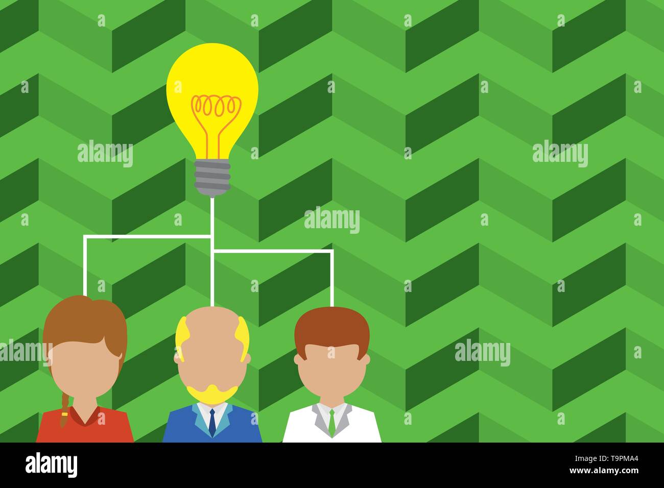 Group three executive persons sharing idea icon. Startup team meeting ...