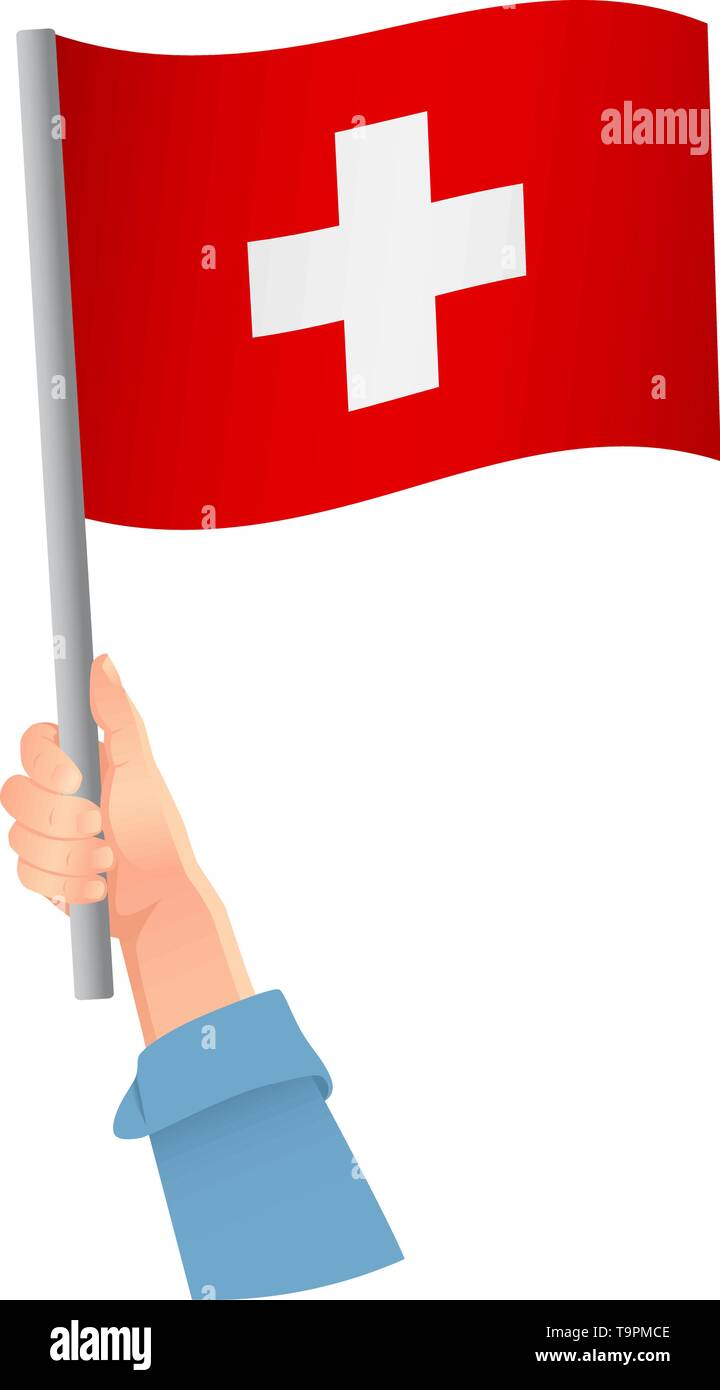 Switzerland flag in hand. Patriotic background. National flag of ...