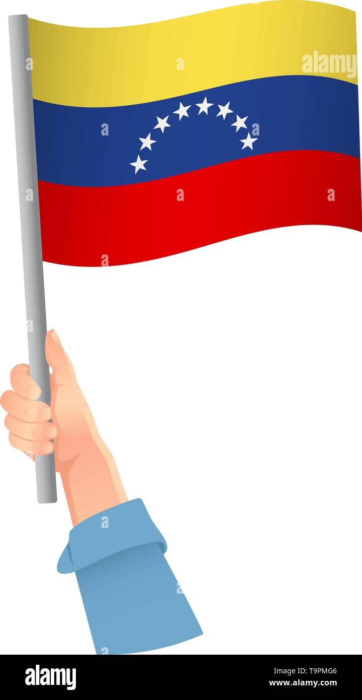 Venezuela flag in hand. Patriotic background. National flag of ...