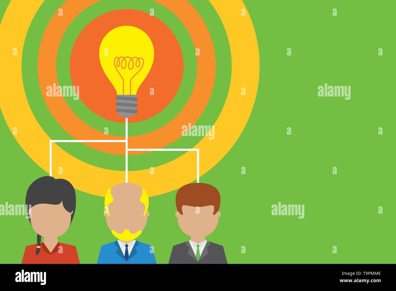 Group three executive persons sharing idea icon. Startup team meeting ...