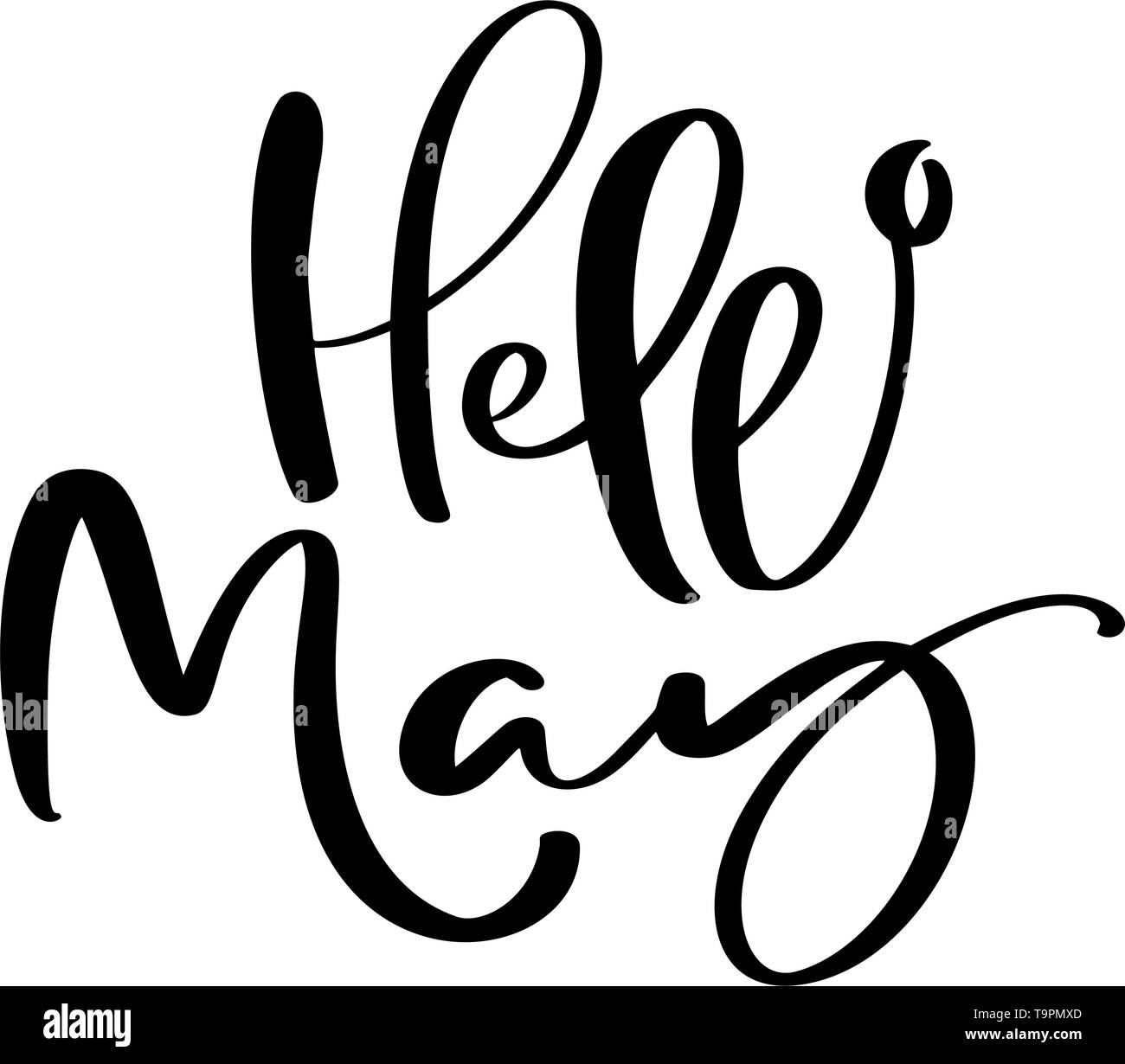 Hello May hand drawn calligraphy text and brush pen lettering. design ...