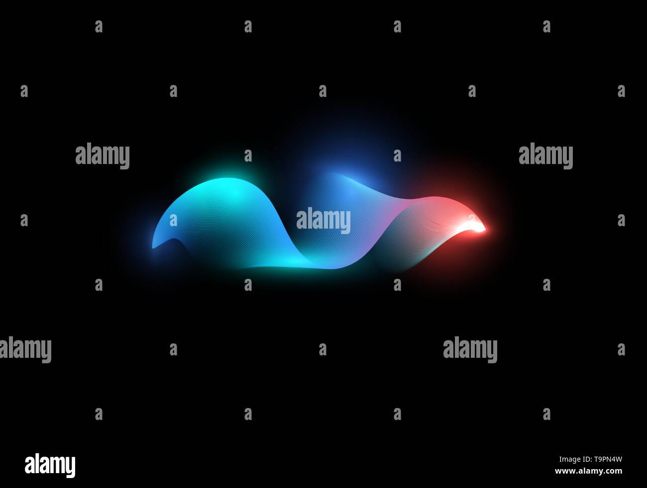 Abstract waving shape. Blue and pink color digital wave. Luminous ...