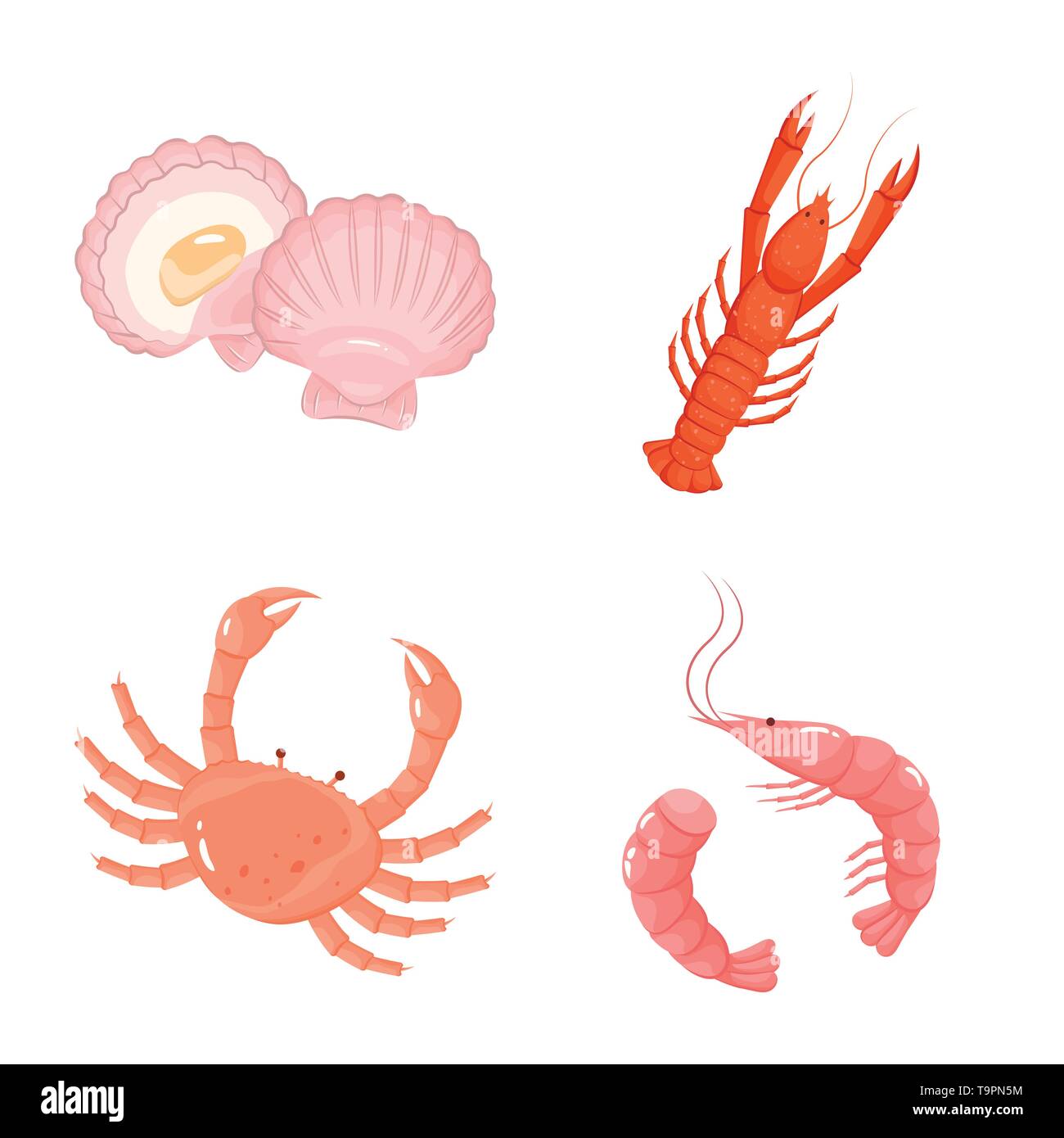 Cartoon red shrimp crab lobster Cut Out Stock Images & Pictures - Alamy
