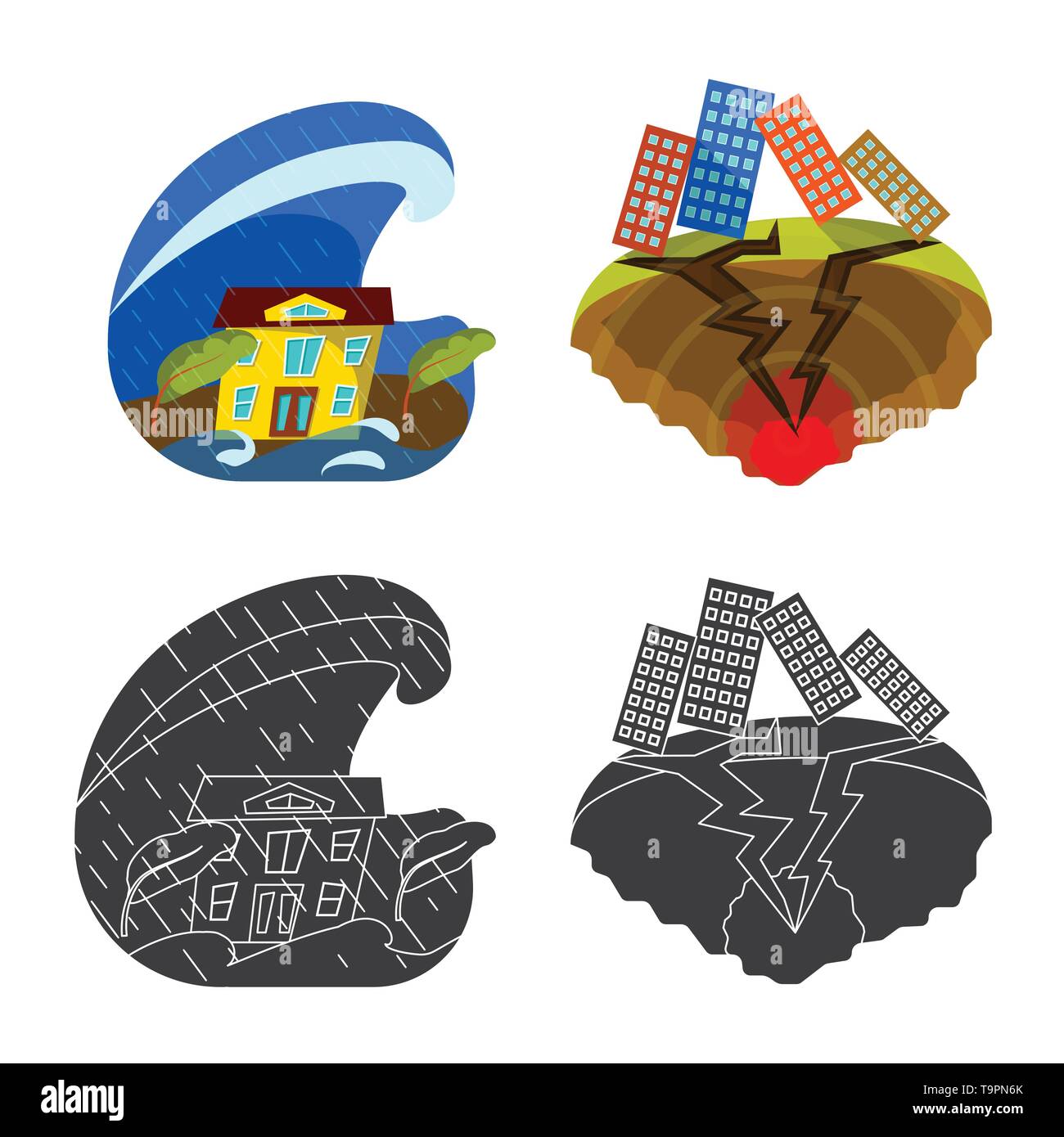 Vector illustration of weather and distress symbol. Collection of ...