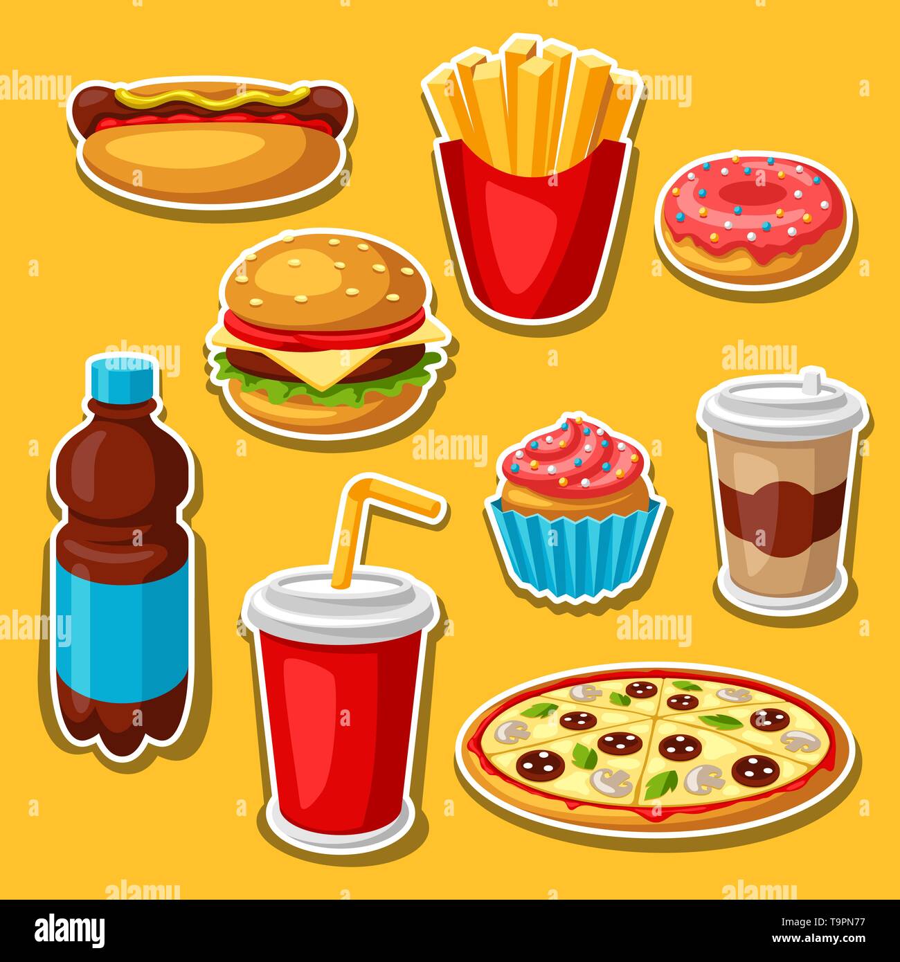 Pizza soda cup food Stock Vector Images - Alamy