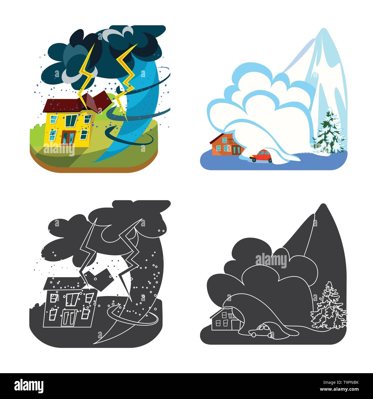 Vector design of weather and distress icon. Set of weather and crash ...