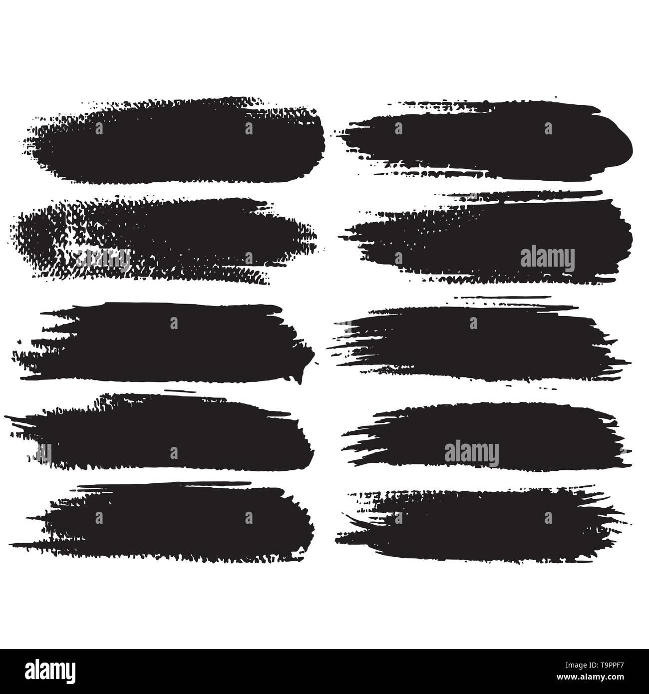Set of brush strokes, Black ink grunge brush strokes. Vector ...