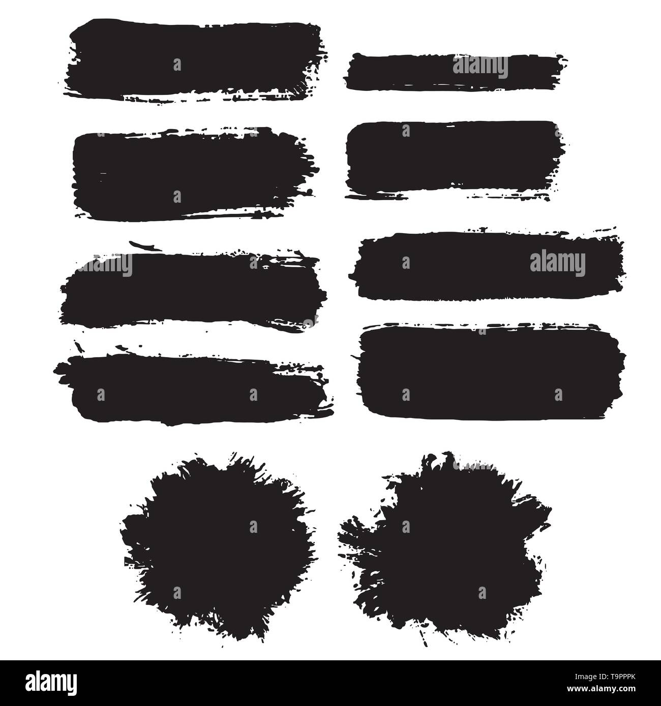 Set of brush strokes, Black ink grunge brush strokes. Vector ...