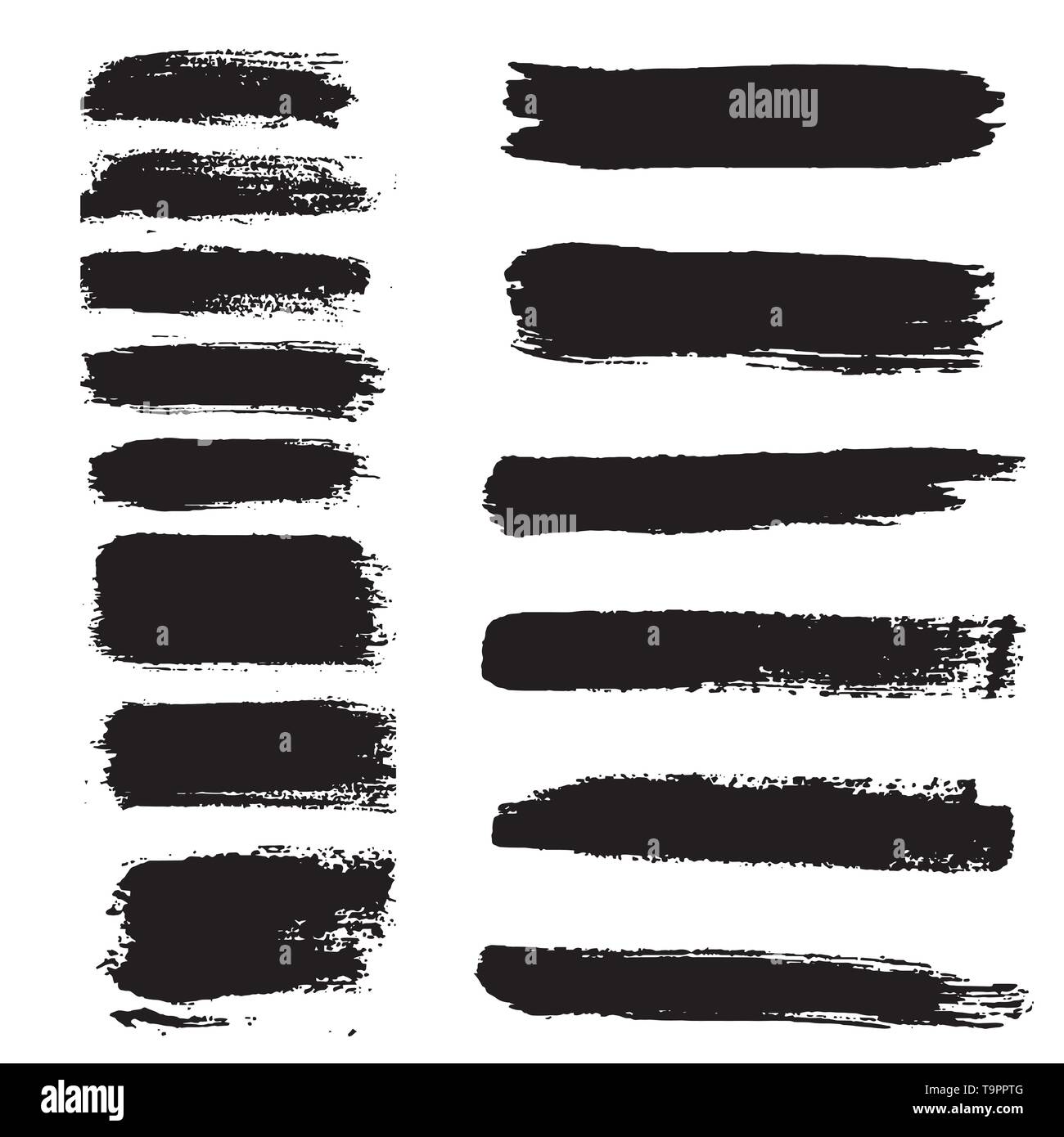 Set of brush strokes, Black ink grunge brush strokes. Vector ...