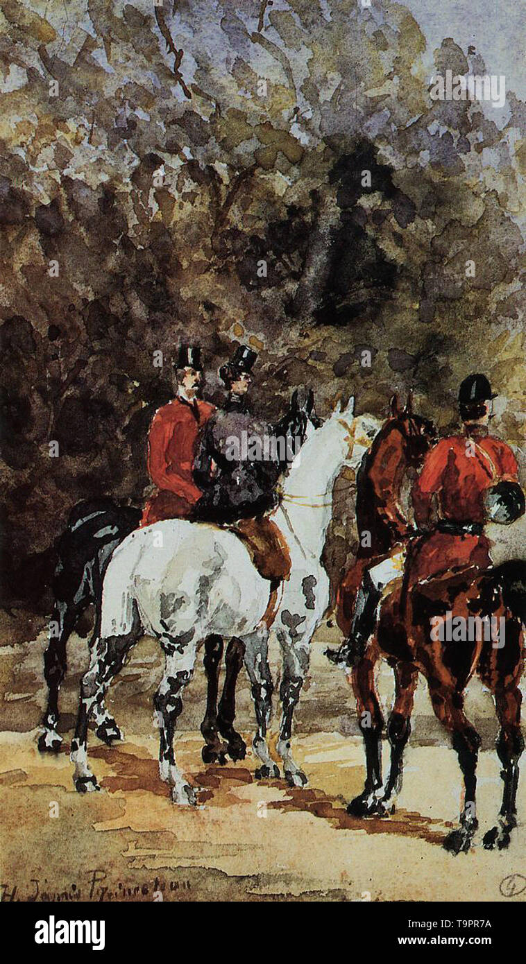 Henri de Toulouse-Lautrec - assembly hunters 1879 Stock Photo - Alamy