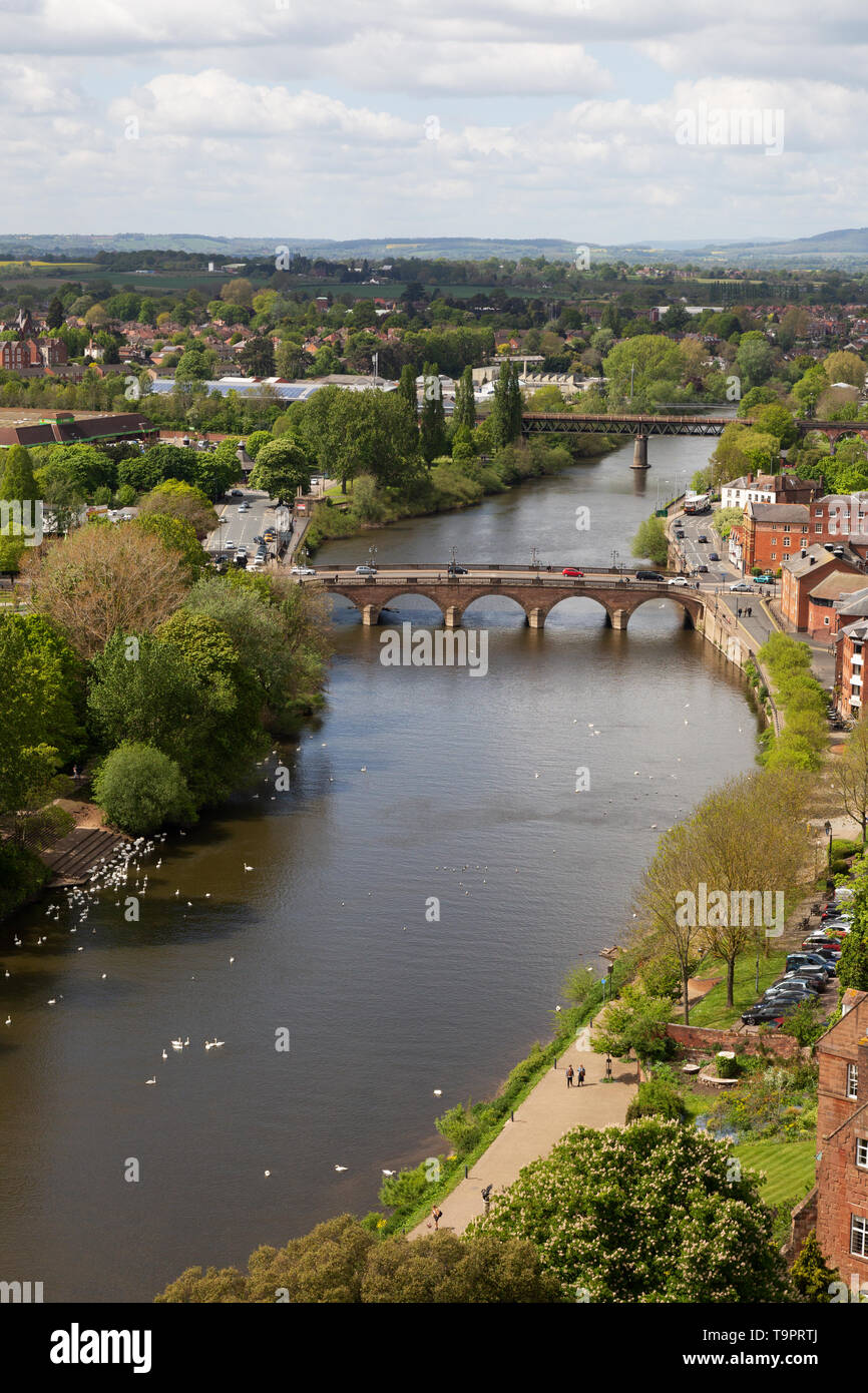 River Severn and Worcester Bridge at Worcester, Worcestershire UK Stock ...