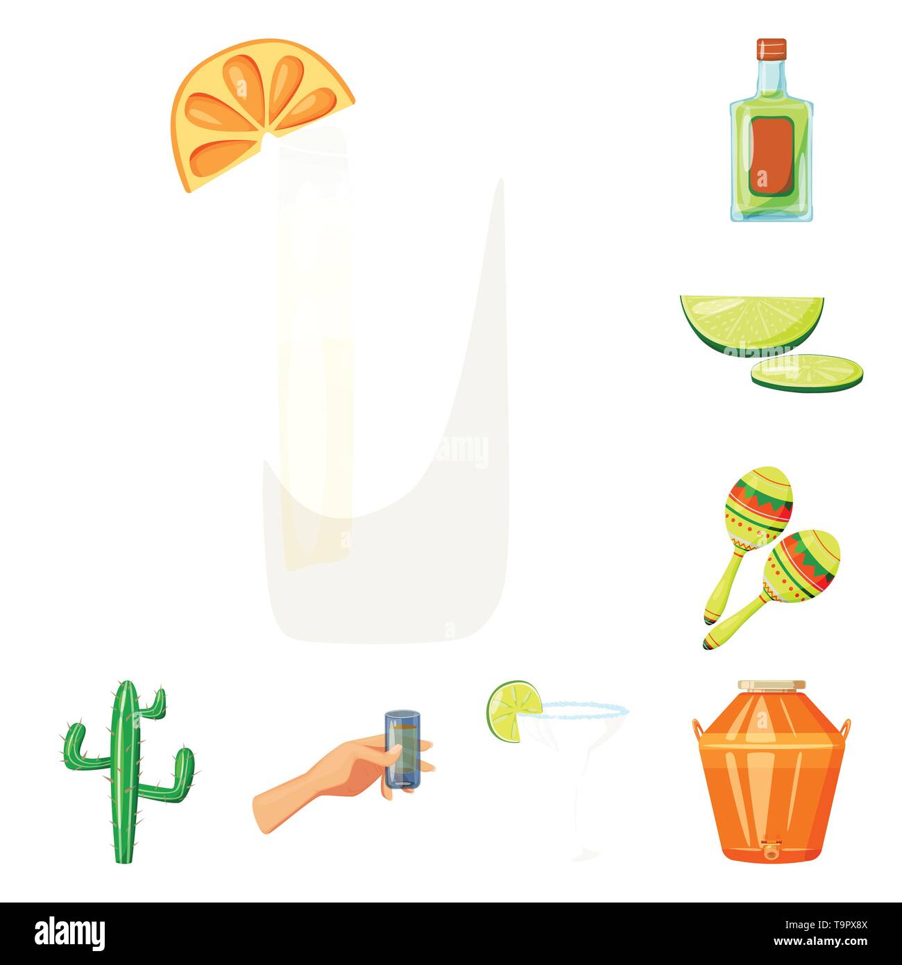 Isolated object of Mexico and tequila symbol. Set of Mexico and fiesta ...