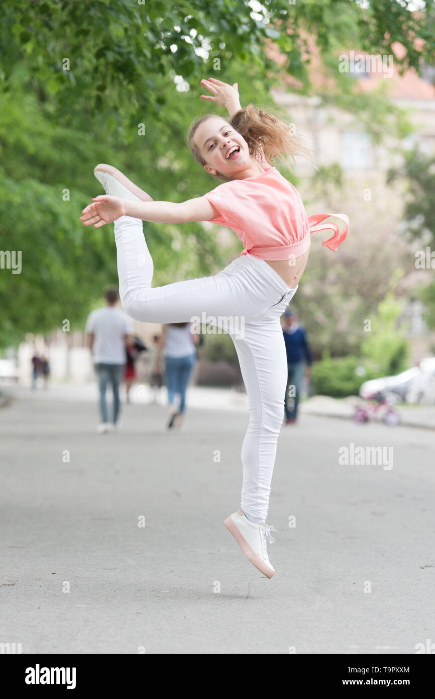 I am dancing roll up the floor. Dancing girl. Adorable dancer feeling ...