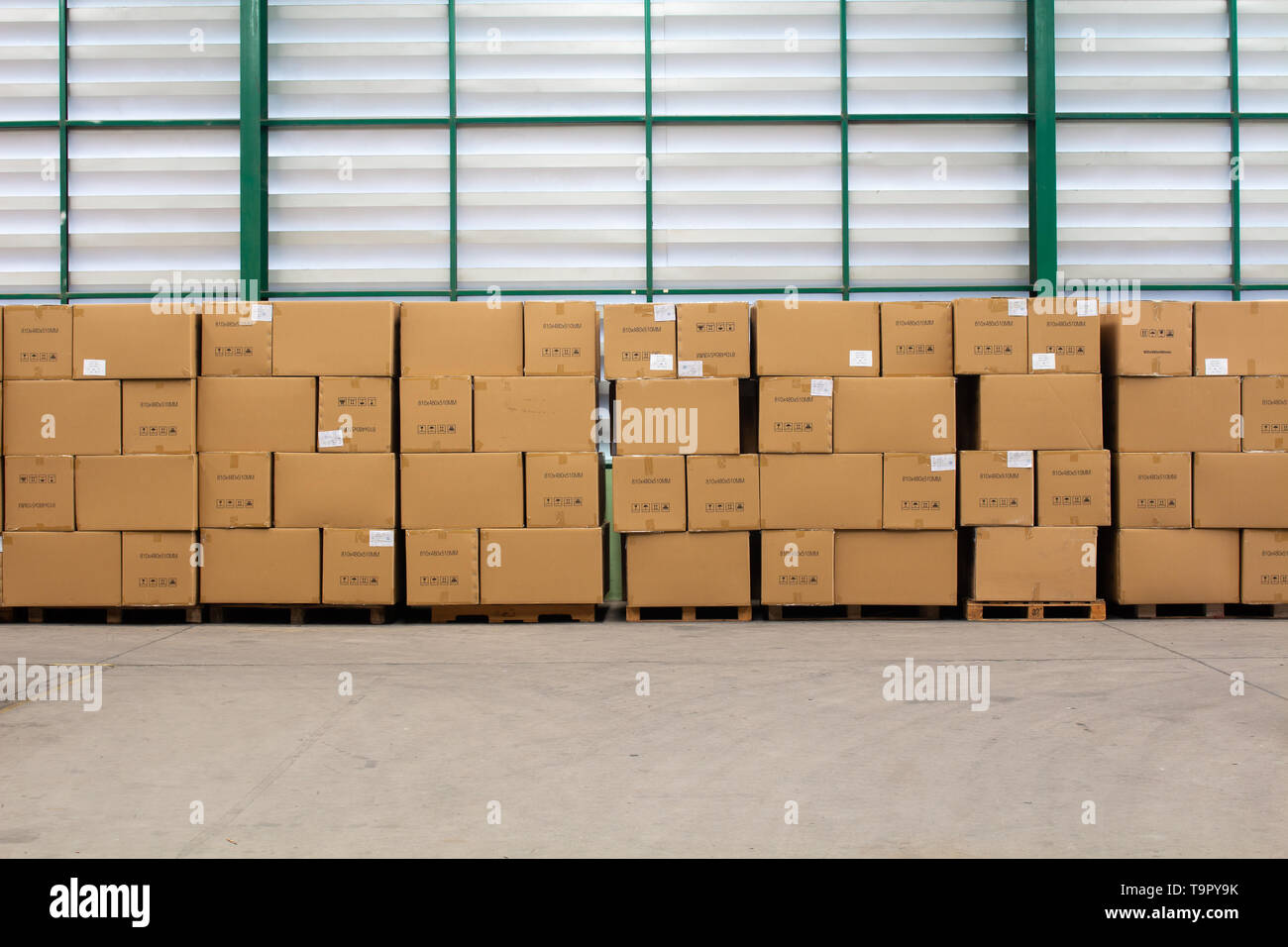The rows of material boxes or product boxes in warehouse area Stock ...