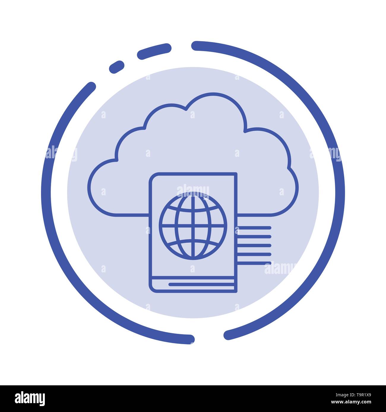 Cloud, Reading, Folder, Upload Blue Dotted Line Line Icon Stock Vector Image & Art - Alamy