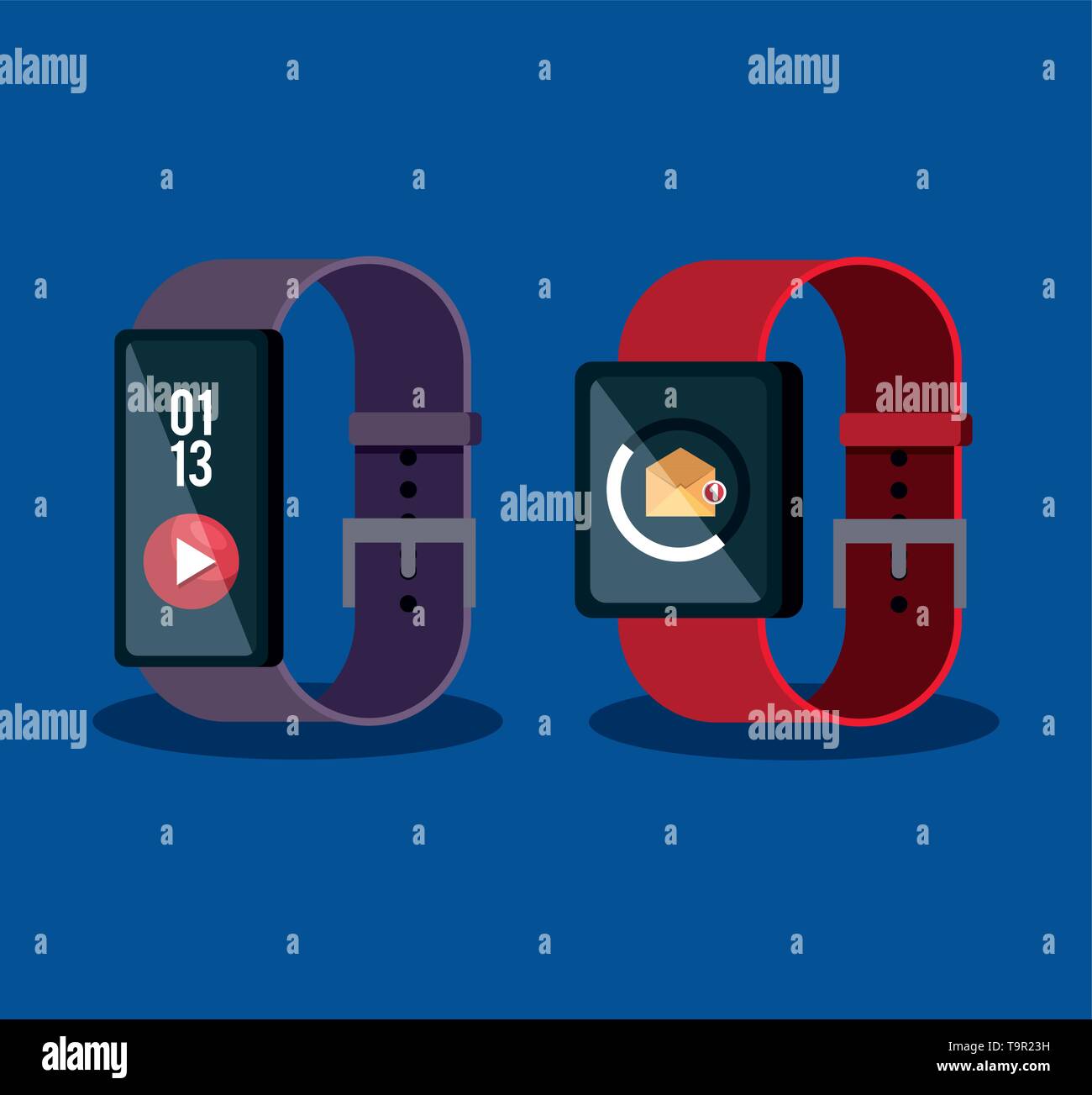 smartwatches technology with letter and video social app Stock Vector ...