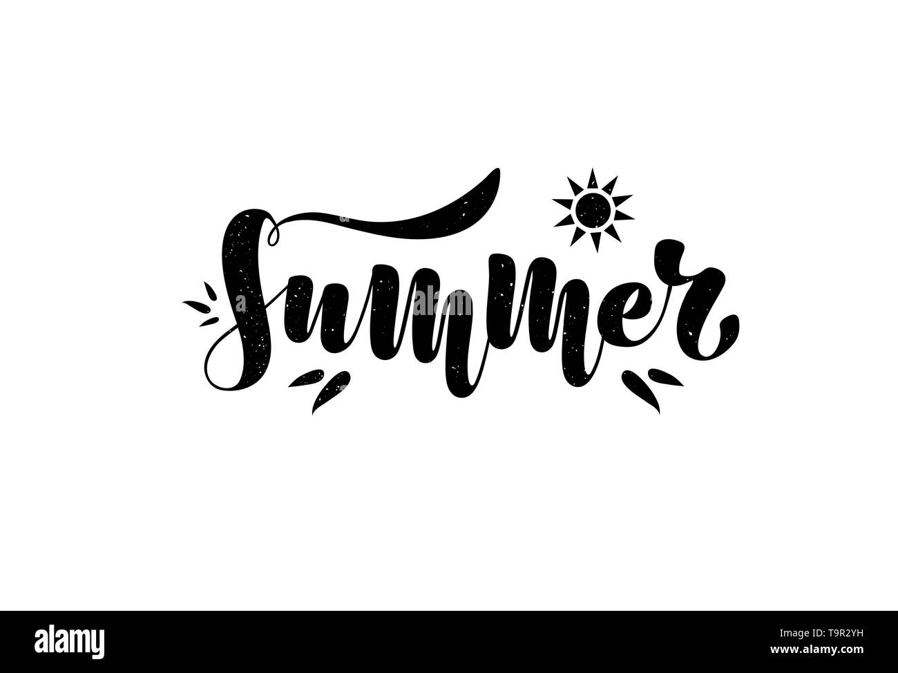 Vector illustration with handwritten phrase - Summer. Lettering Stock ...