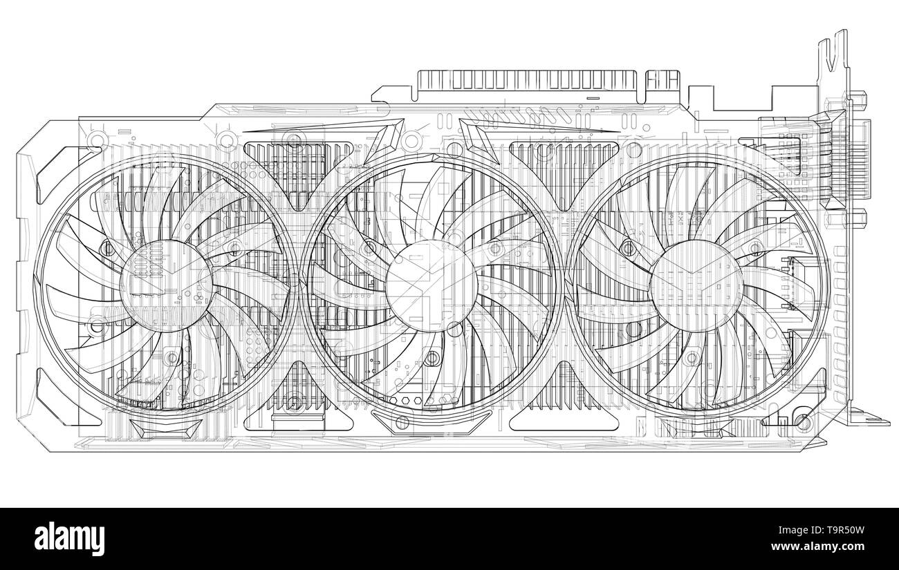 Gpu Card Outline Vector Stock Vector Image And Art Alamy