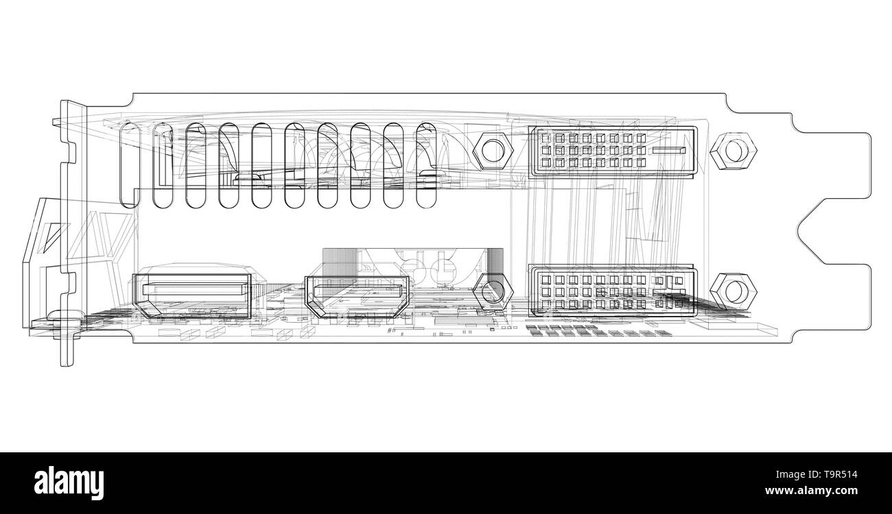Gpu Card Outline Vector Stock Vector Image And Art Alamy