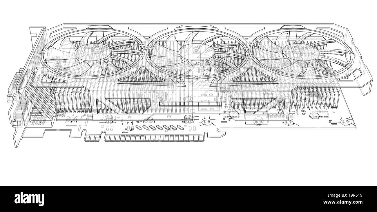 Gpu Card Outline Vector Stock Vector Image And Art Alamy