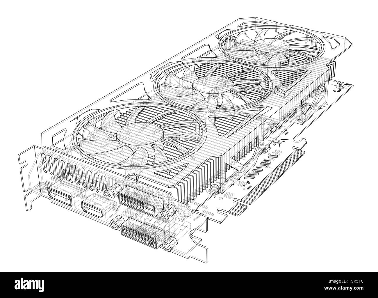 Gpu Card Outline Vector Stock Vector Image And Art Alamy