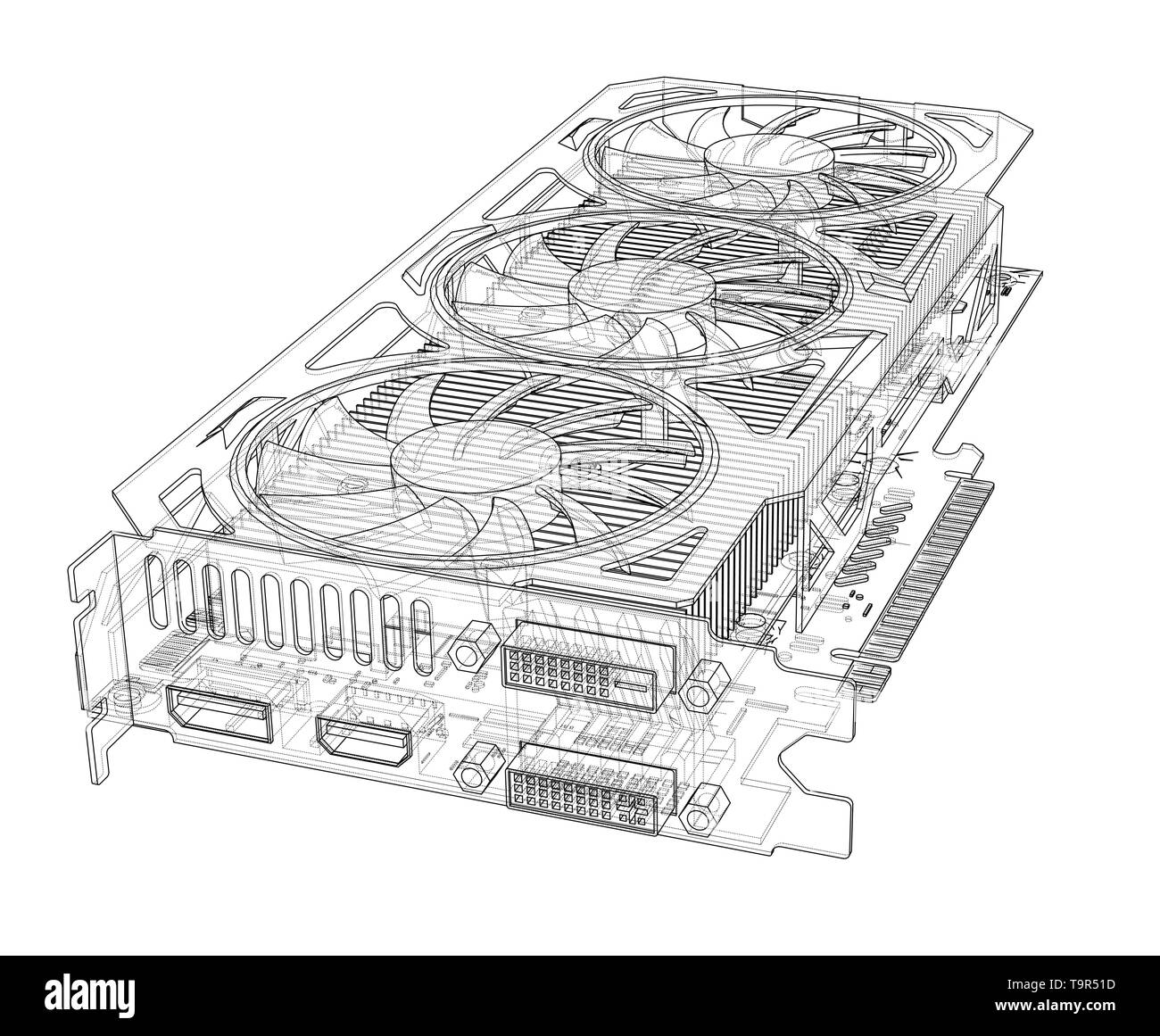 Gpu Card Outline Vector Stock Vector Image And Art Alamy