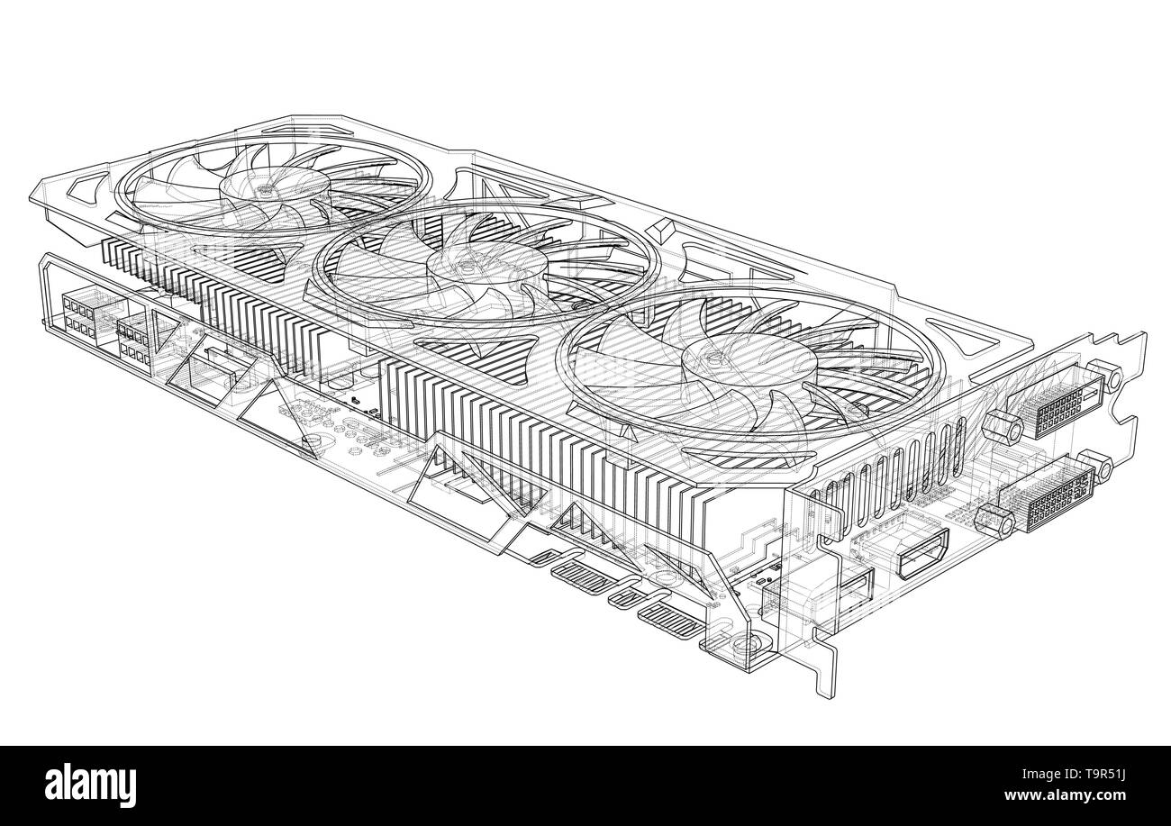 Gpu Card Outline Vector Stock Vector Image And Art Alamy