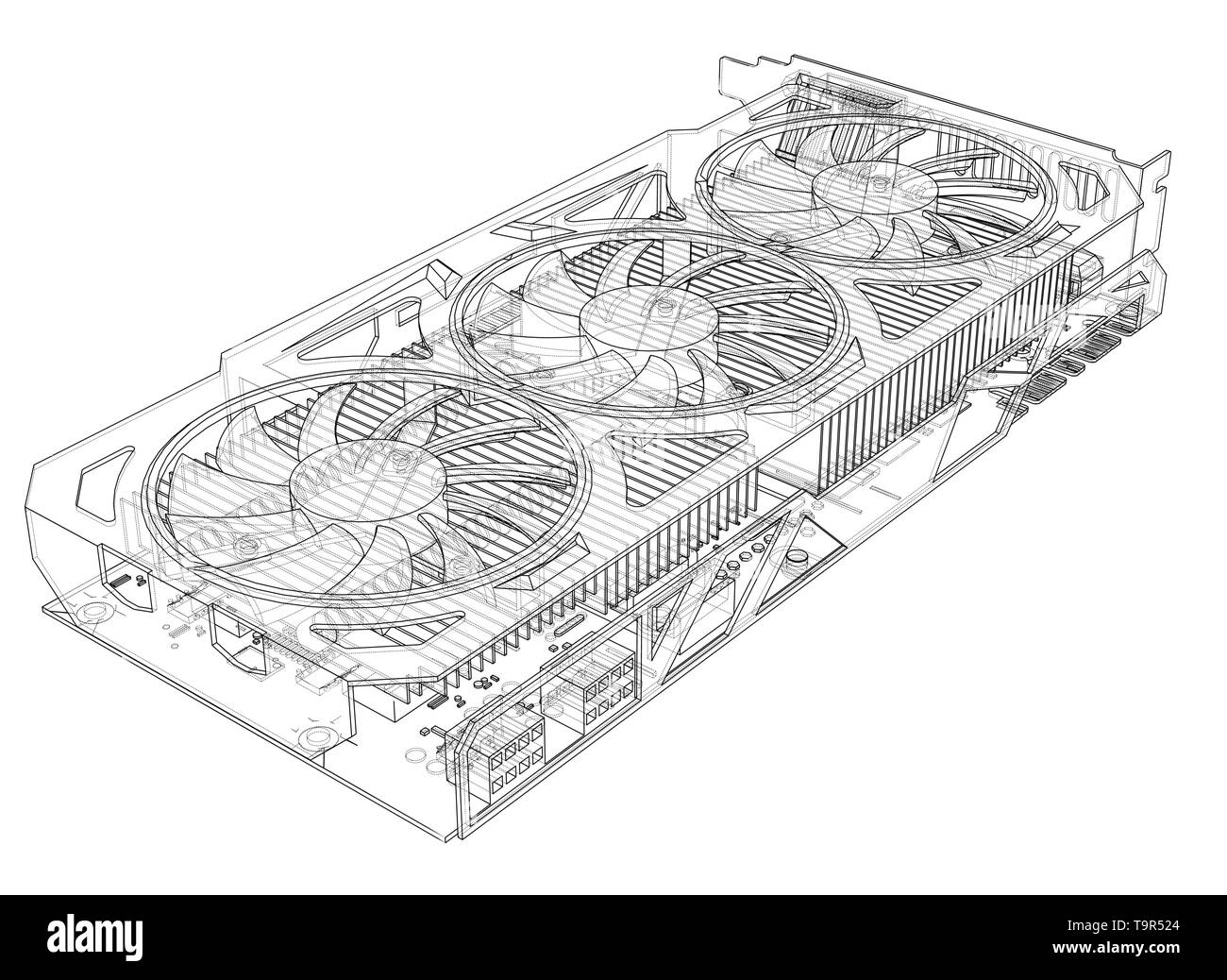 Gpu Card Outline Vector Stock Vector Image And Art Alamy