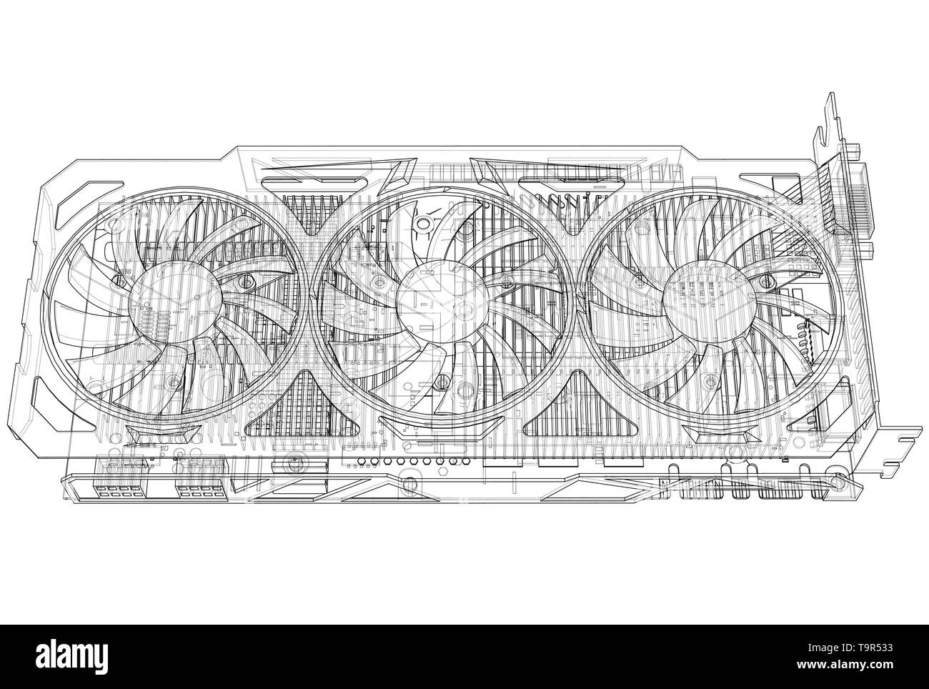 Gpu Card Outline Vector Stock Vector Image And Art Alamy