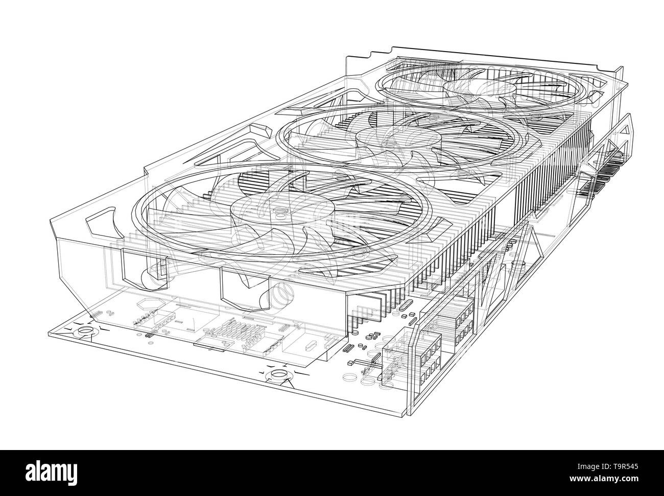 Gpu Card Outline Vector Stock Vector Image And Art Alamy
