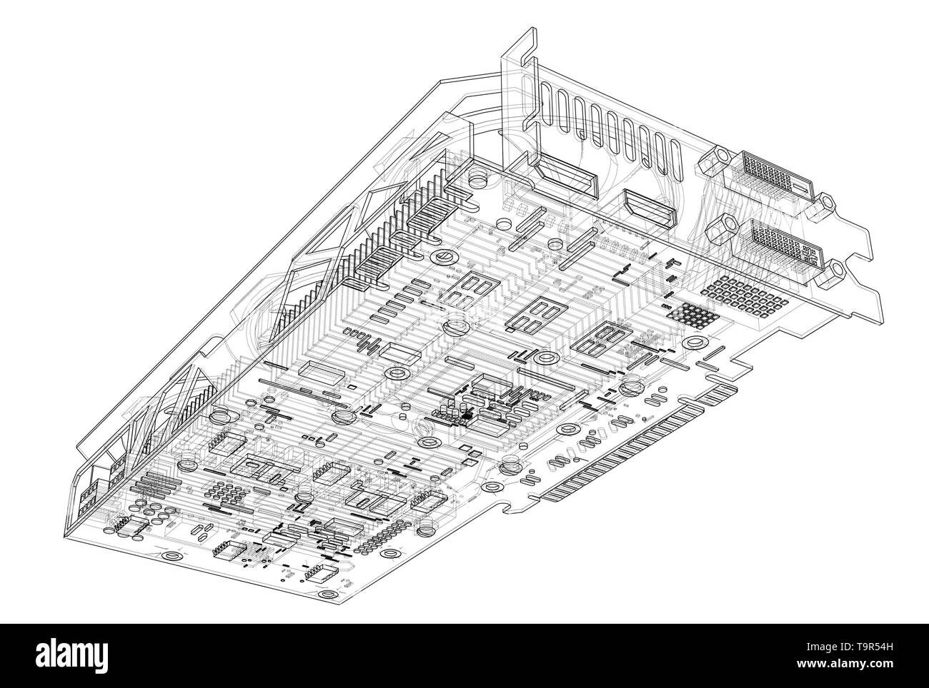 Gpu Card Outline Vector Stock Vector Image And Art Alamy