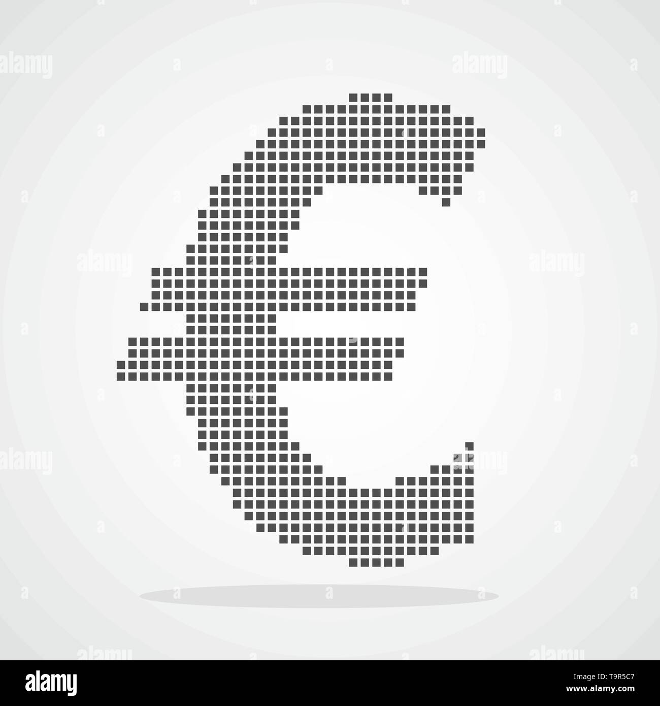 Euro currency icon in Pixel art design. Vector illustration. Black Euro ...