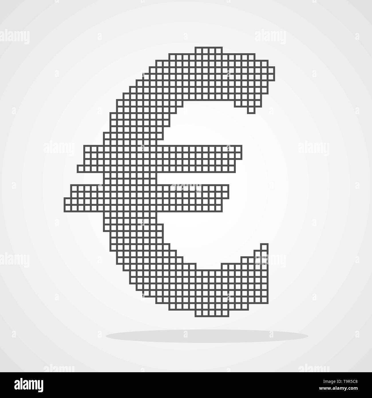 Euro currency icon in Pixel art design. Vector illustration. Black Euro ...