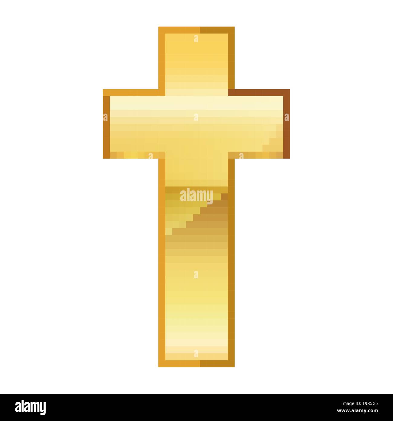 Pixel art design of Christian Cross. Vector illustration. Gold ...